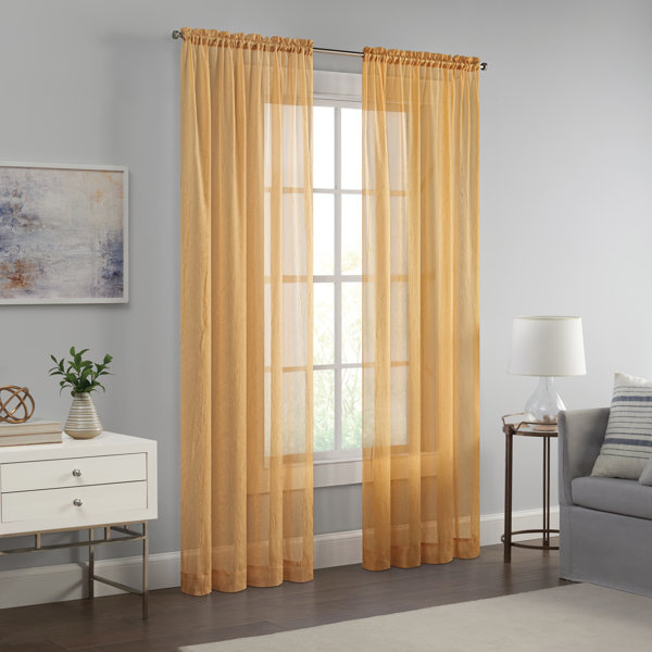 Eclipse Curtains Emina Crushed Sheer Voile Rod Pocket Curtain Panel ...