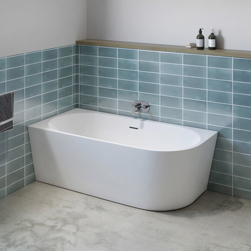 A&E Bath and Shower 64.96'' x 31.5'' Corner Soaking Acrylic Bathtub ...