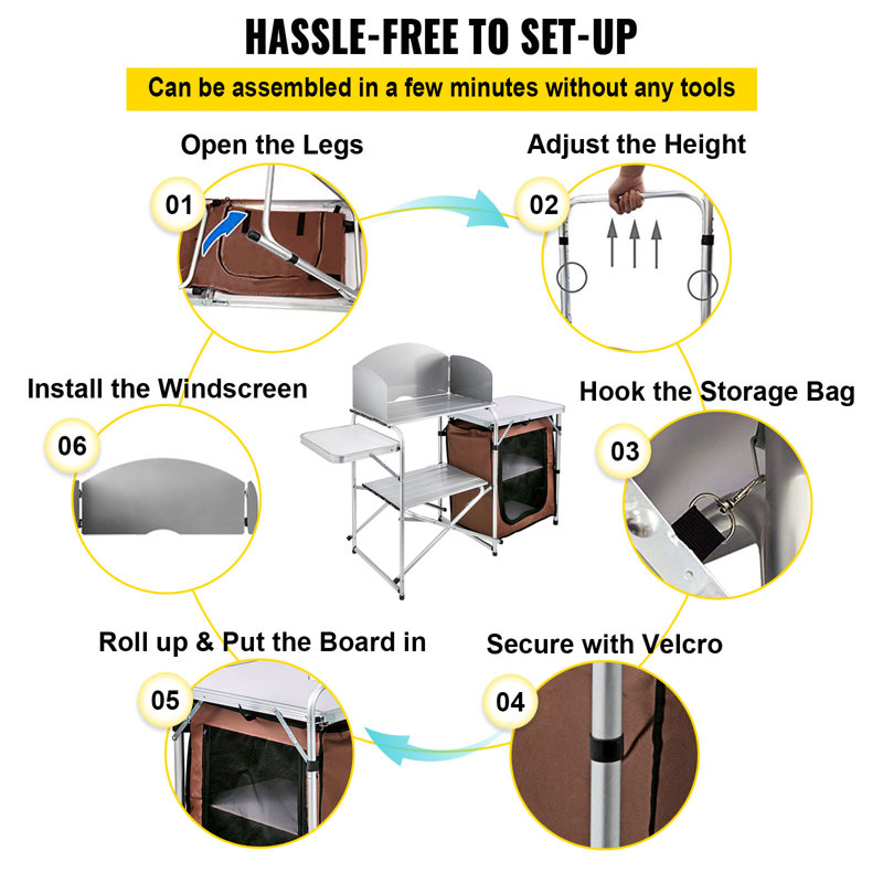 VEVOR Camping Kitchen Table Folding Portable Tent & Reviews | Wayfair