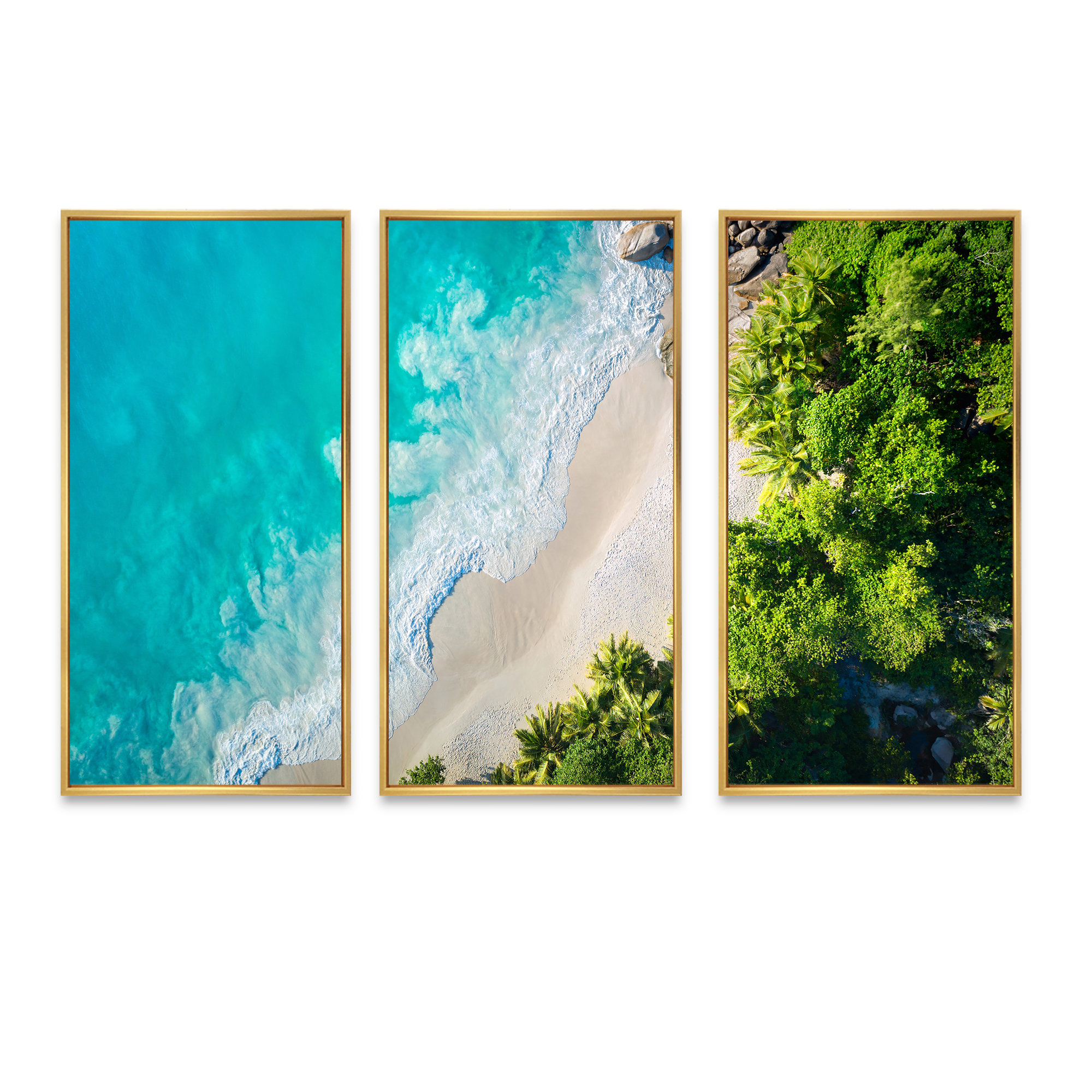 Highland Dunes Tropical Beach Aerial View IV - 3 Piece Floater Frame ...