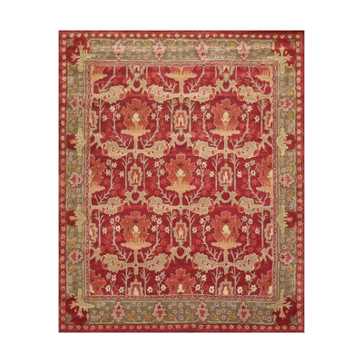 Oriental Rug of Houston Handmade Wool Red/Green Rug | Wayfair