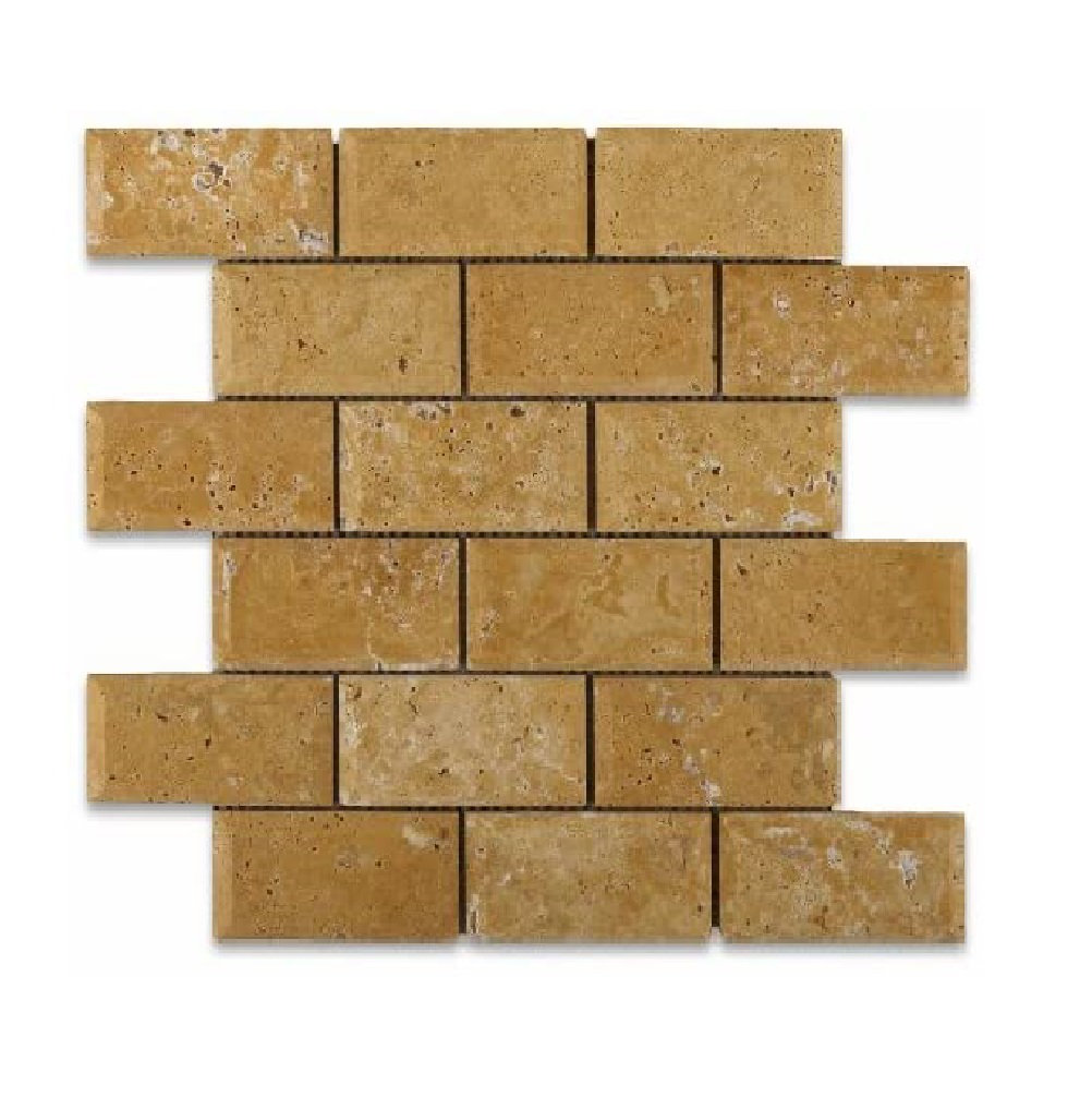 Stone & Tile Shoppe, Inc. Sienna Beveled Travertine Brick Joint Mosaic ...