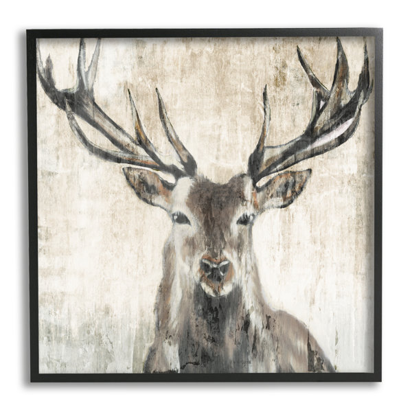 Stupell Industries Rustic Deer Elk Wildlife Portrait Framed On Wood by ...