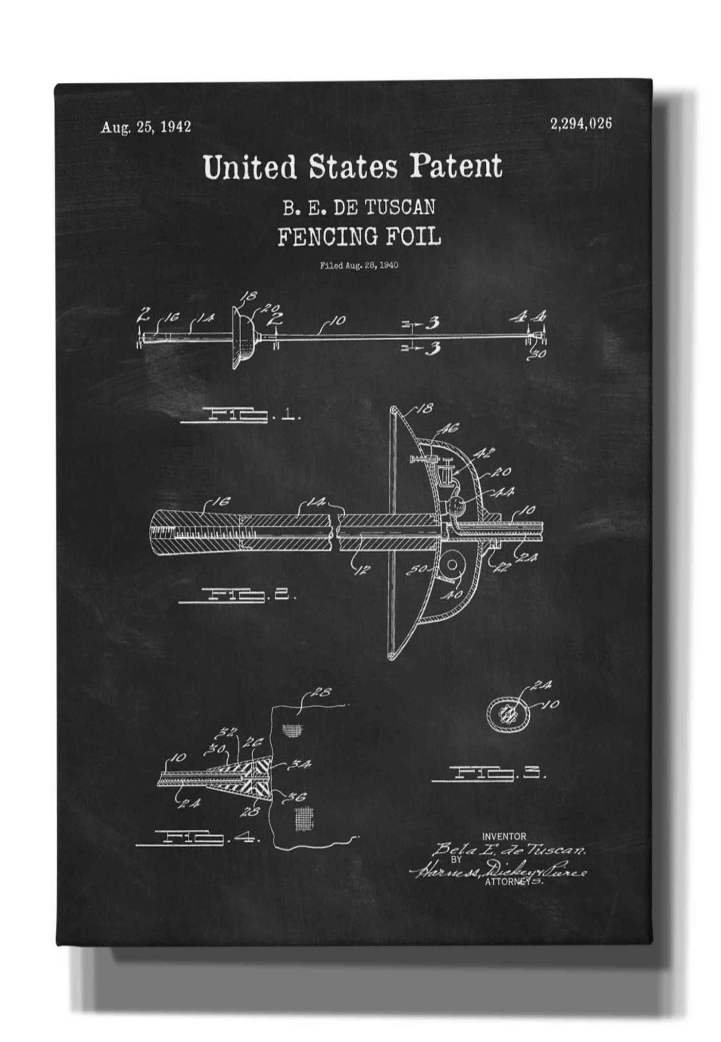 Williston Forge Fencing Foil Blueprint Patent Chalkboard On Canvas by ...