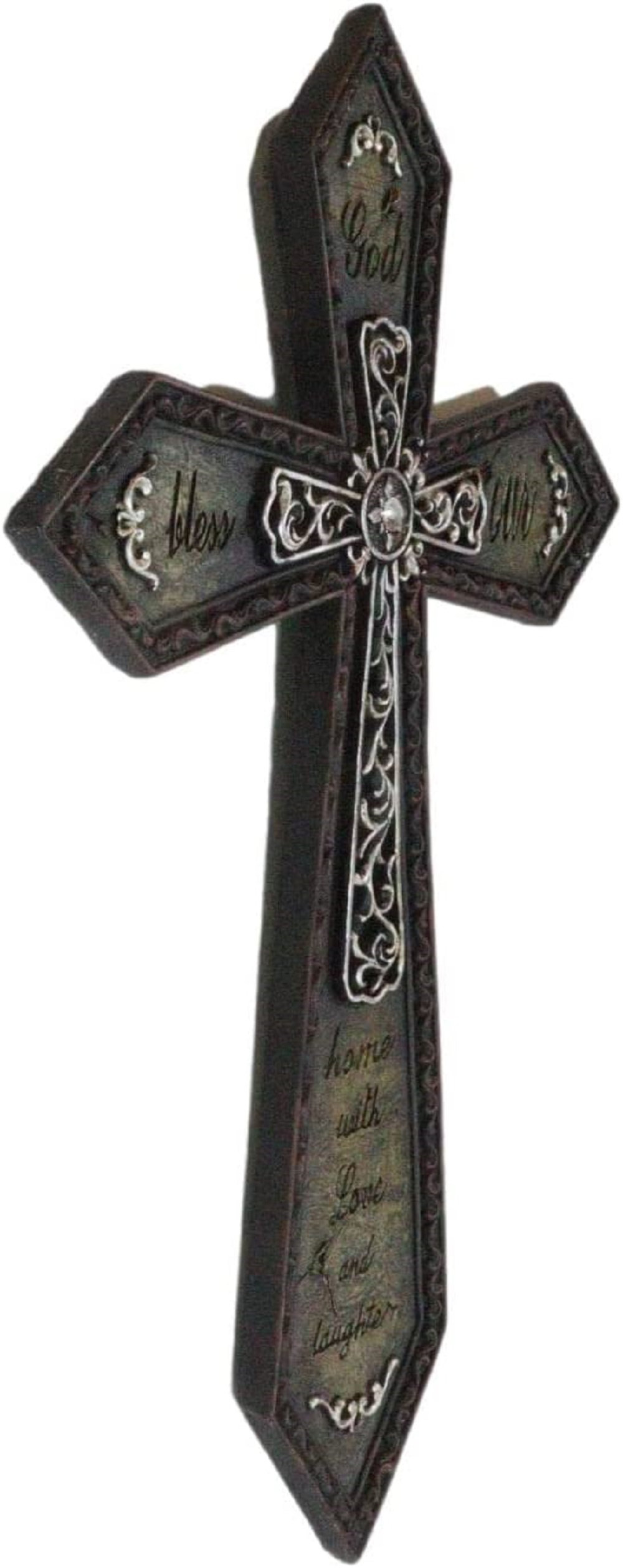 Trinx Tuscan Floral Scrollwork Love And Laughter Wall Cross Figurine ...