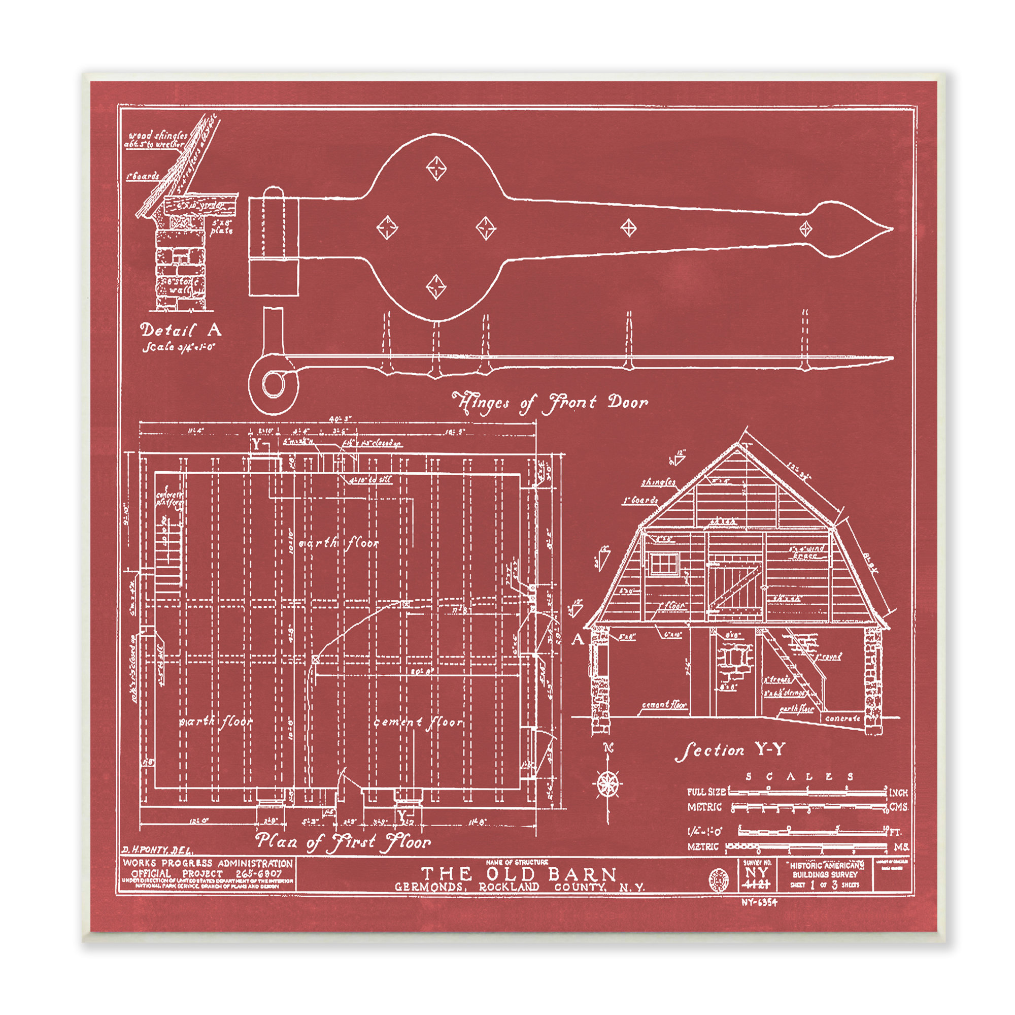 Stupell Industries Detailed Diagram Blueprint Old Barn Floor Plan by ...