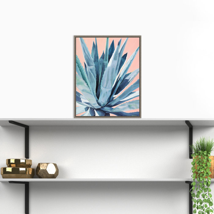 Dakota Fields Agave With Coral Framed On Canvas by Alana Clumeck ...