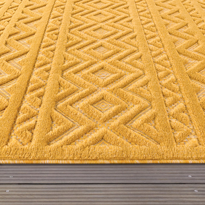 Union Rustic Jakius Yellow Indoor/Outdoor Rug | Wayfair