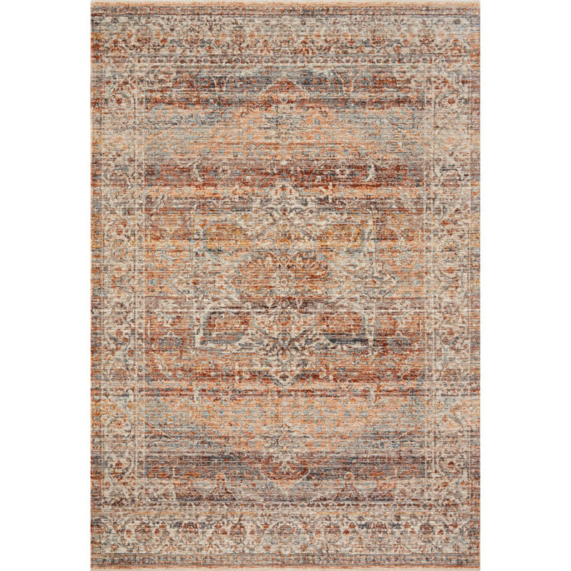 World Menagerie Varena Oriental Orange/Brown Area Rug | Wayfair