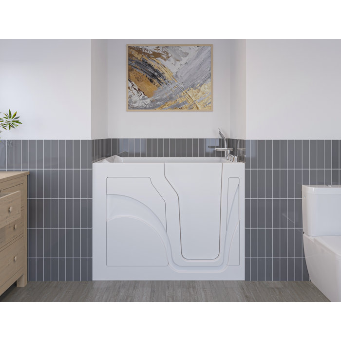 HealthSmart Walk-In Soaker Acrylic Bathtub with Right Door and Faucet ...