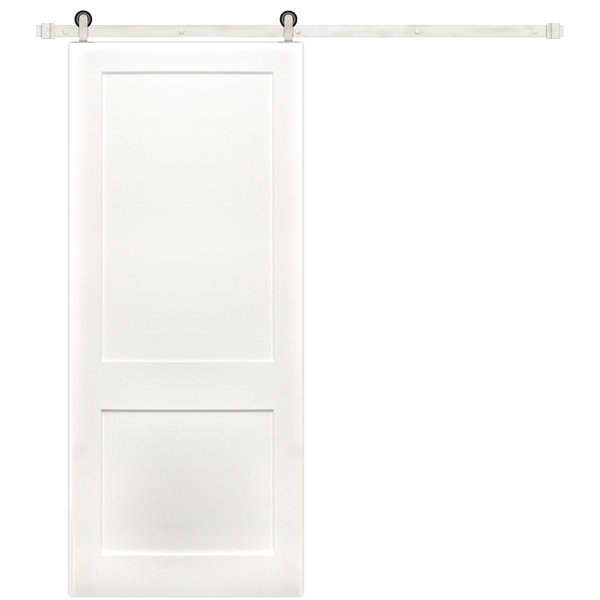 CreativeEntryways Paneled Wood Primed Shaker Barn Door with ...