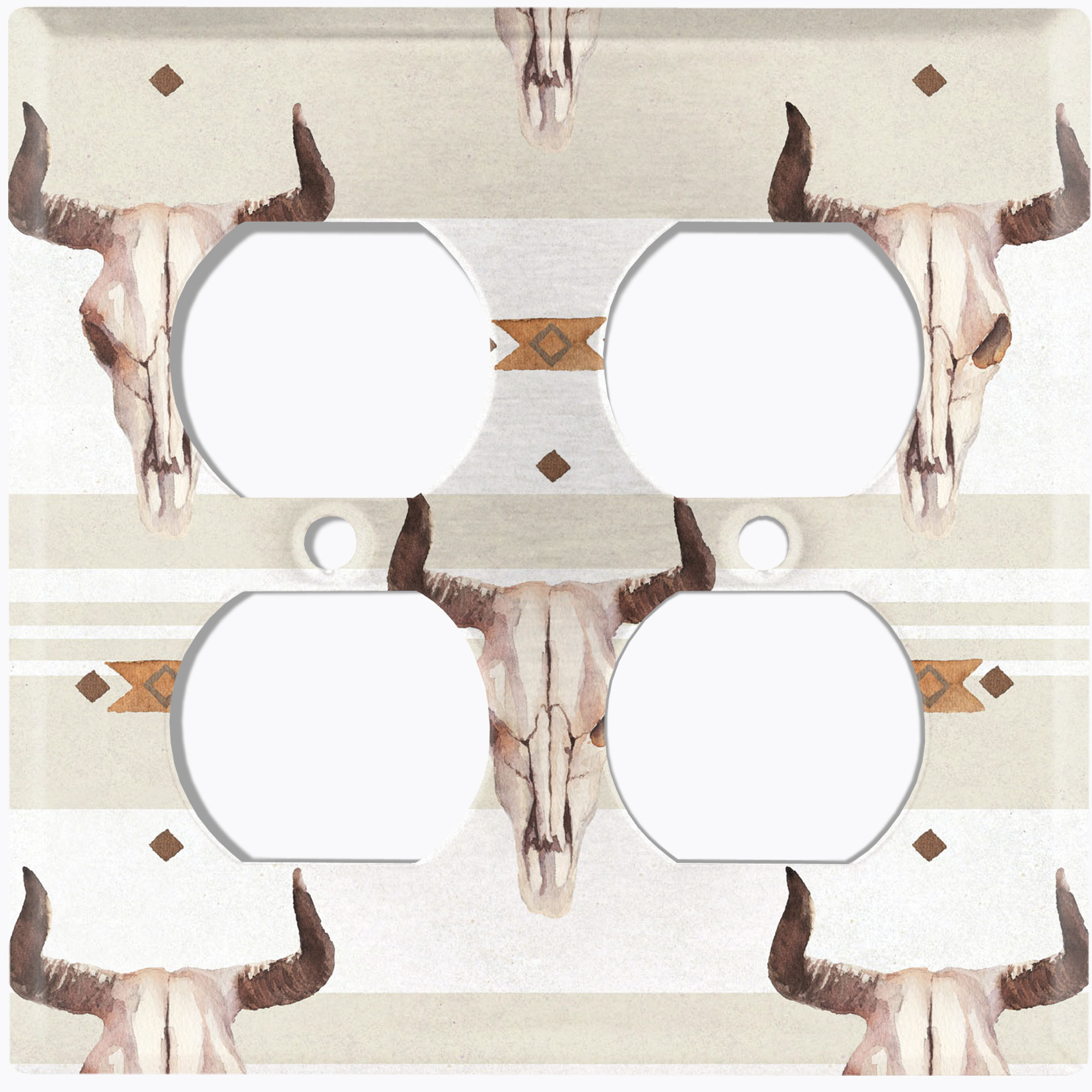 WorldAcc Indian Native Bull Skull 2-Gang Duplex Outlet Wall Plate | Wayfair