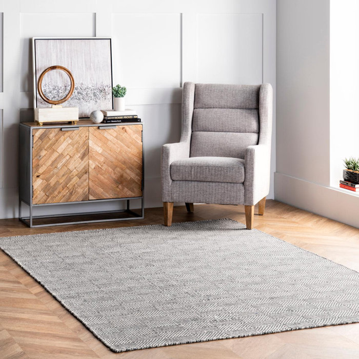 Orren Ellis Handmade Wool Gray Rug & Reviews | Wayfair