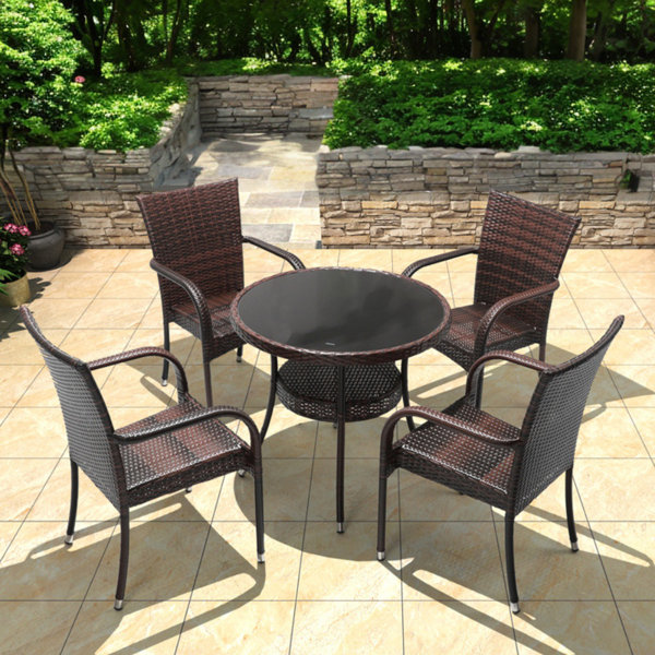 Wildon Home® Outdoor RattanTable And Chairs | Wayfair