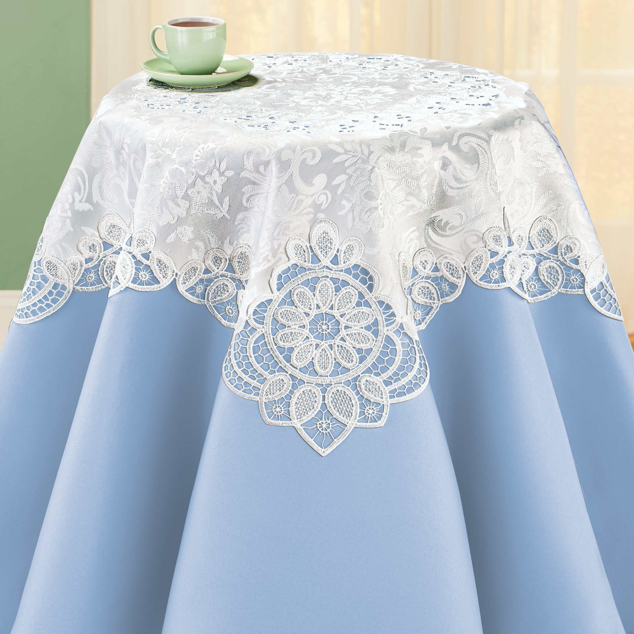 One Allium Way® Guillot Square Damask Table Topper | Wayfair