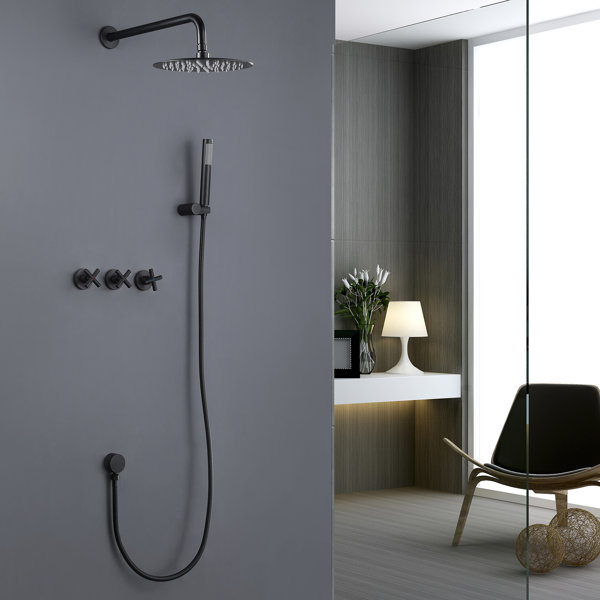 Selected Black Shower System Complete Shower System with Rough-in Valve ...