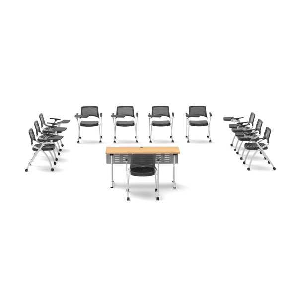 Team Tables Classroom Training Table and Chair Set with Modesty Panel ...