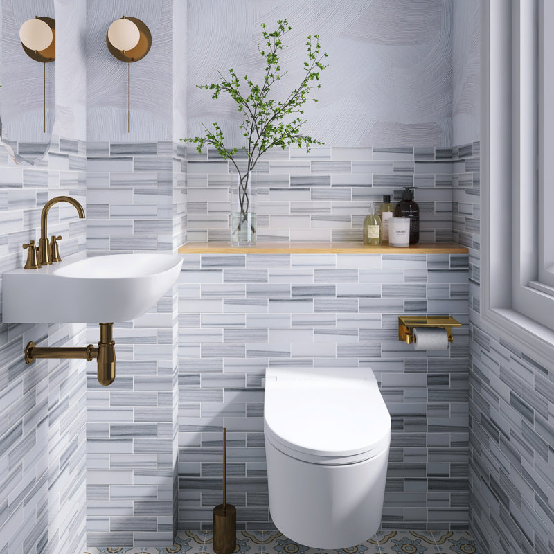 Supreme Tile Recycle 2" x 6" Glass Brick Joint Mosaic Wall Tile | Wayfair