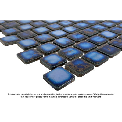 TENEDOS Calacatta Blue Porcelain Square Brick Mosaic Floor and Wall ...