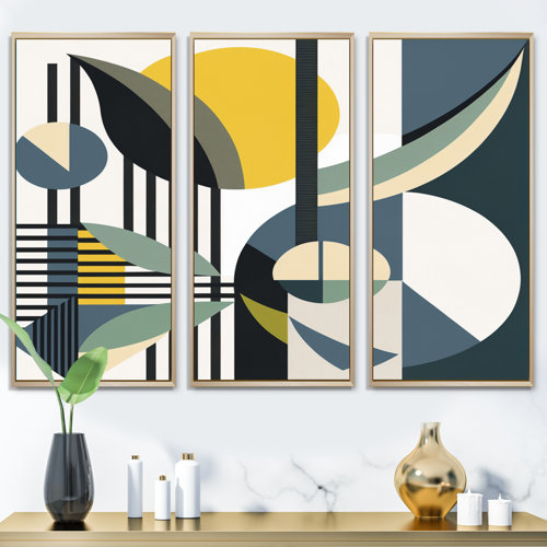 DesignArt Vintage Mid-Century Graphics I - 3 Piece Print on Canvas ...