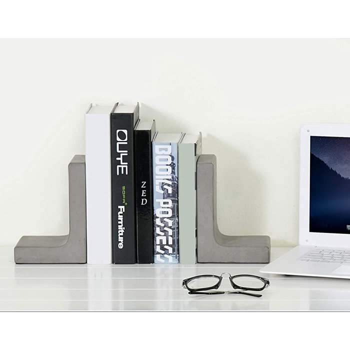 17 Stories L-Shaped Non-skid Concrete Bookends & Reviews | Wayfair
