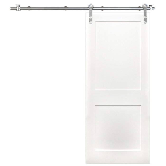 CreativeEntryways Paneled Wood Primed Shaker Barn Door with ...