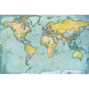 Breakwater Bay World Map Faded - Wrapped Canvas Print | Wayfair
