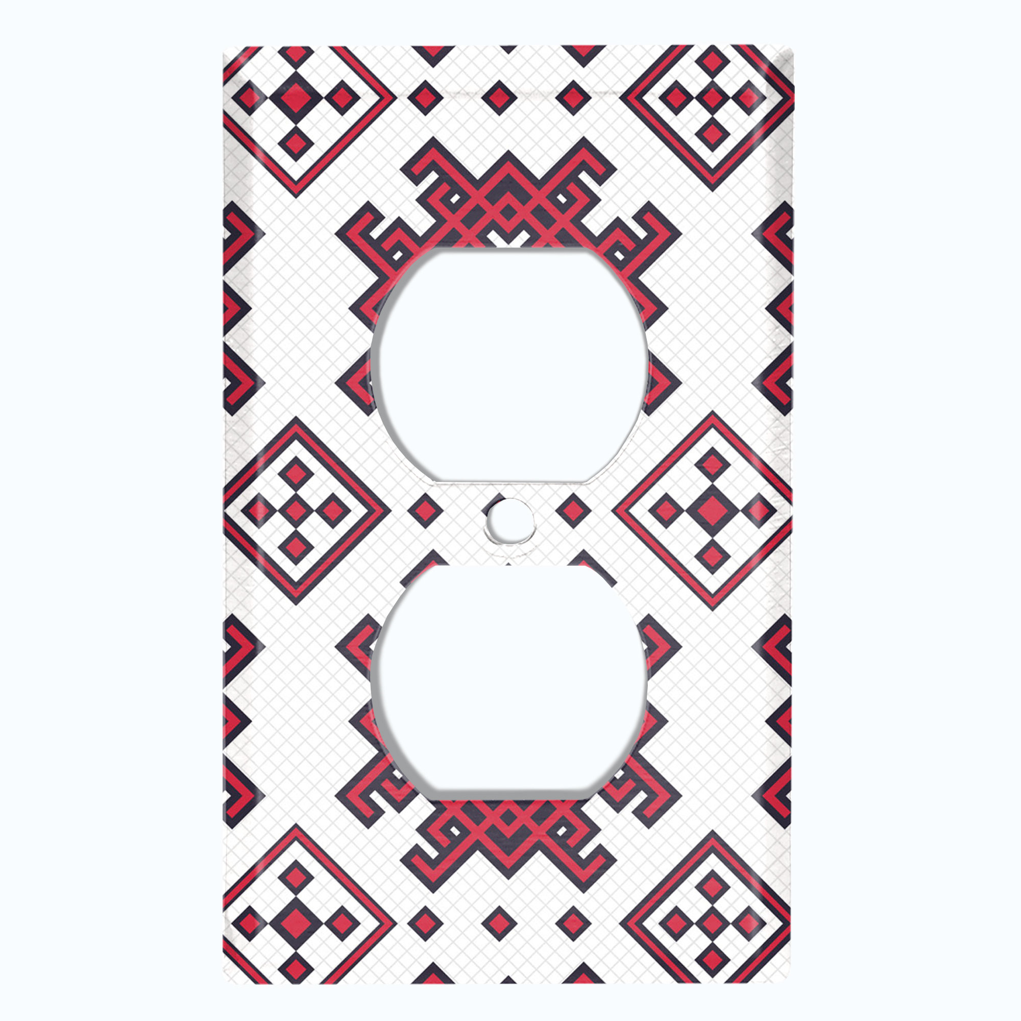 WorldAcc Vintage White Red Tile Pattern 1-Gang Duplex Outlet Wall Plate ...