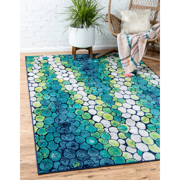 Wrought Studio Sidney Performance Navy Blue Rug & Reviews | Wayfair