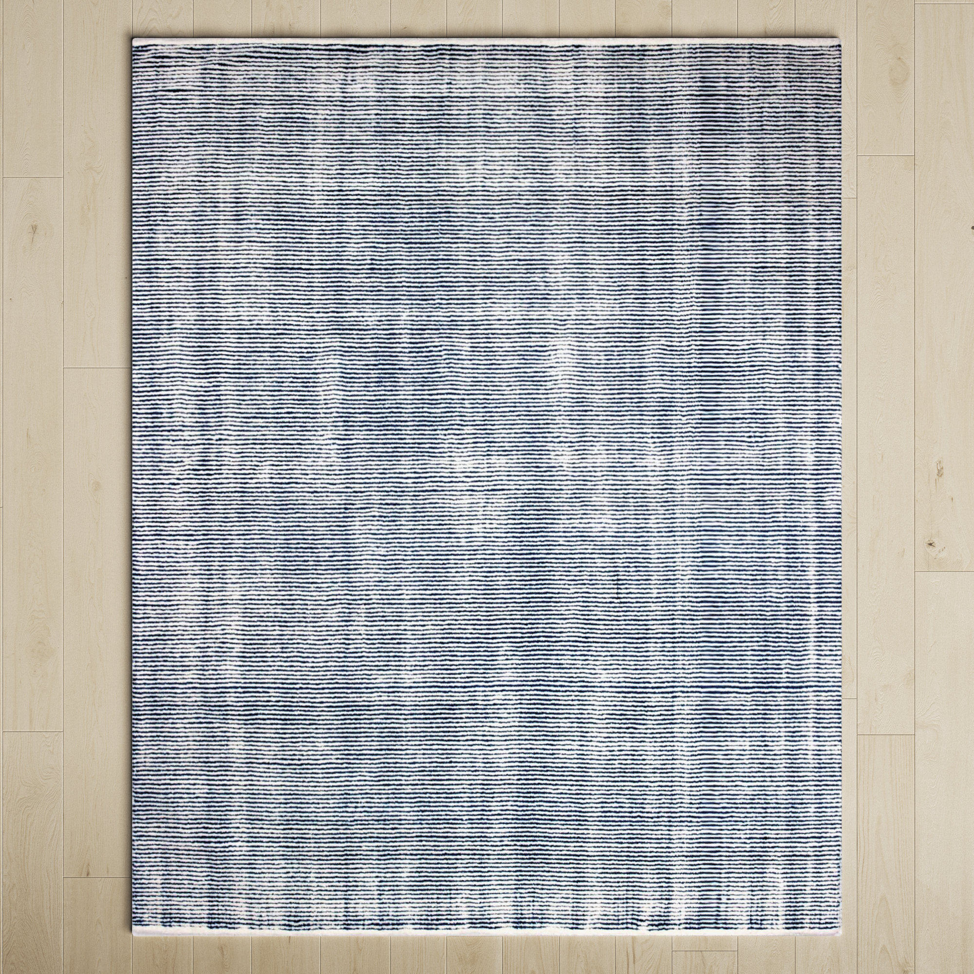 Birch Lane™ Plainsfield Handmade Hand Loomed Wool Ivory/Navy Rug ...
