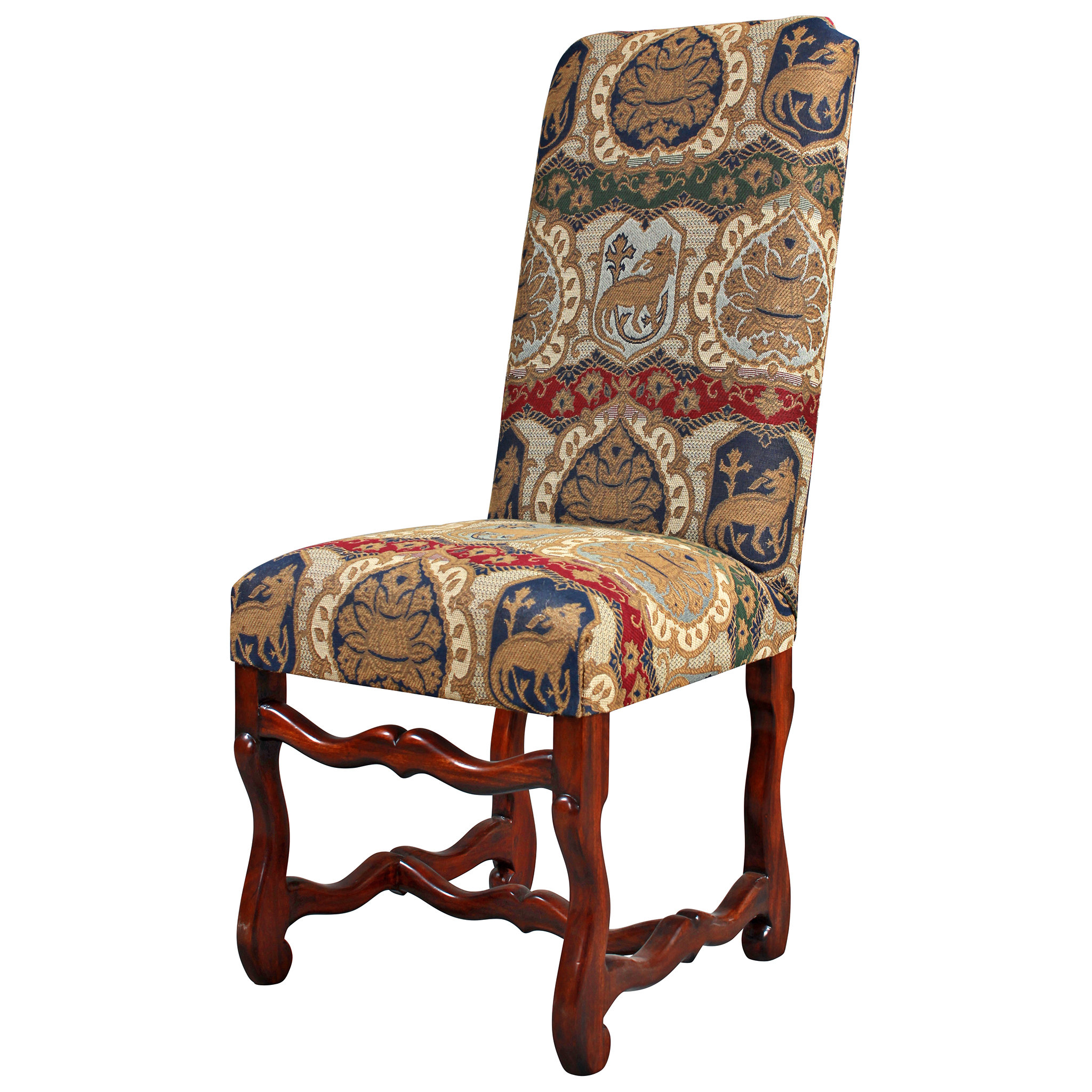 Design Toscano Chateau Fabric Side Chair in Red Mahogany | Wayfair