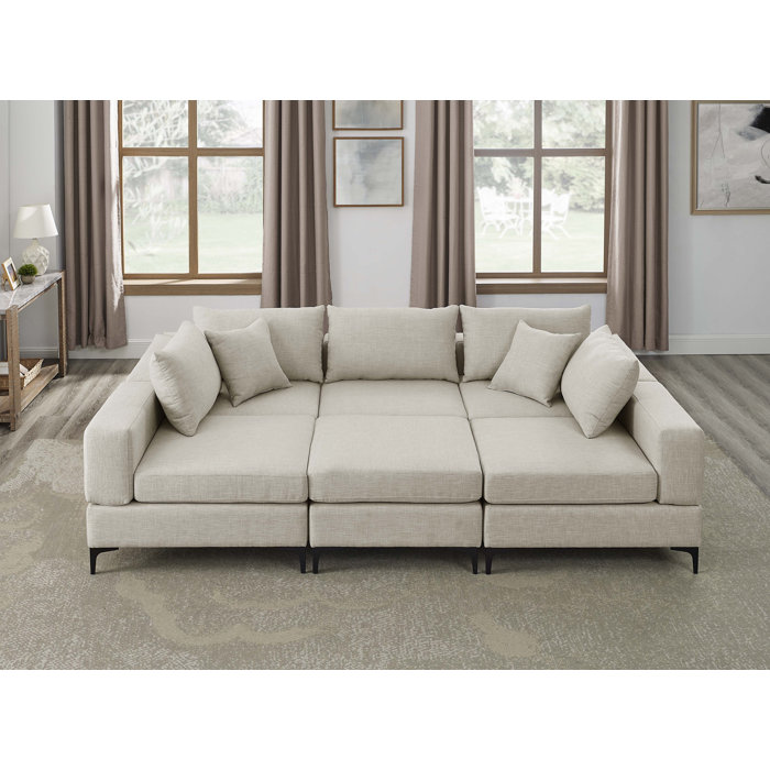 Wade Logan® 6 - Piece Upholstered Sectional & Reviews | Wayfair