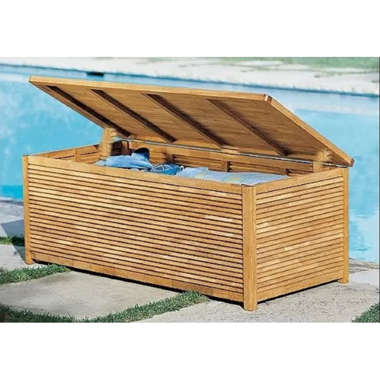 Teak Smith Water Resistant Teak Solid Wood Deck Box in Natural ...