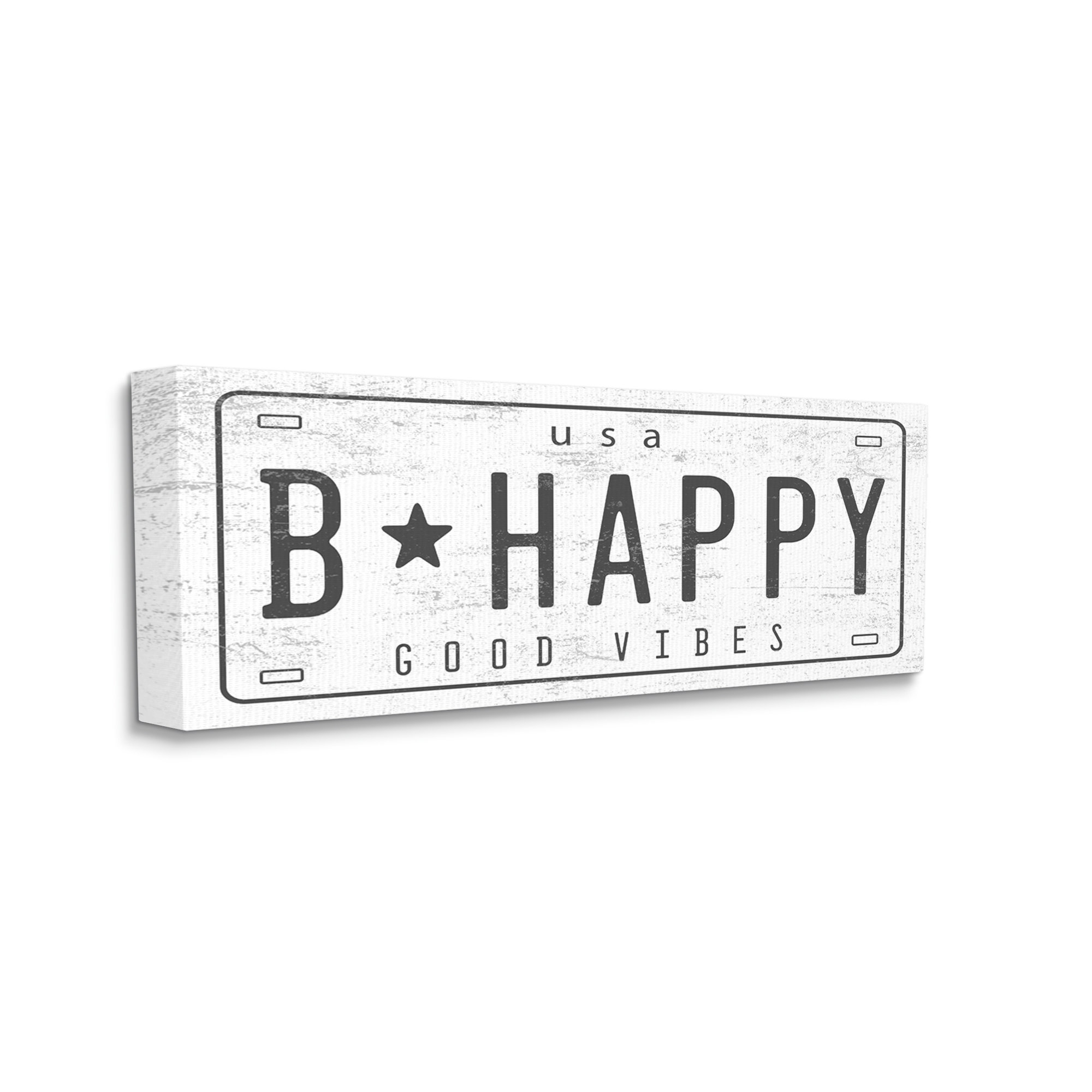 Stupell Industries B Happy Motivational Phrase Good Vibes License Plate ...