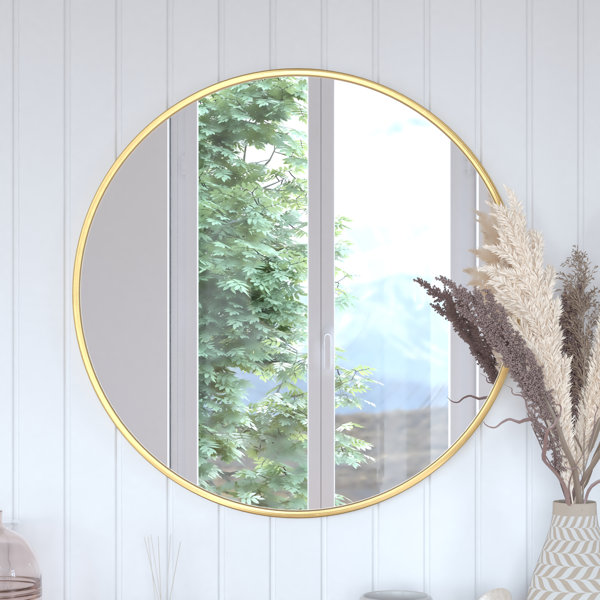 Mercer41 Gagalis Wall Mount Shatterproof Round Accent Wall Mirror with ...