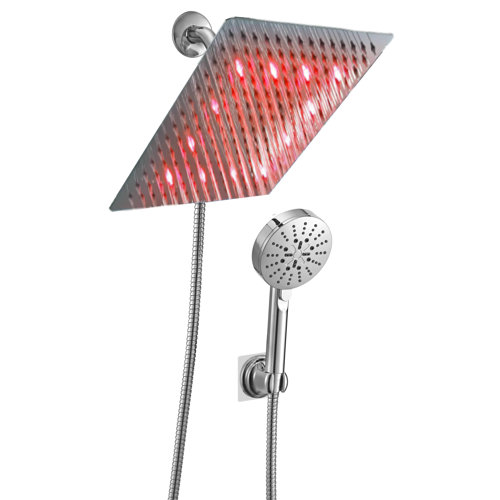 Wonderland America LED Stainless Steel 5 Functions Rain Dual Shower ...
