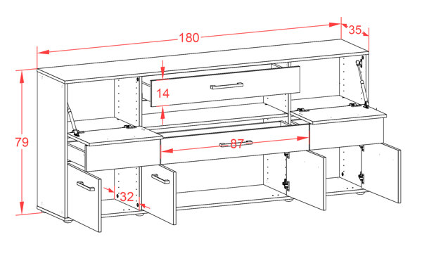 17 Stories Lishana 180Cm Wide 4 Drawer Sideboard | Wayfair.co.uk