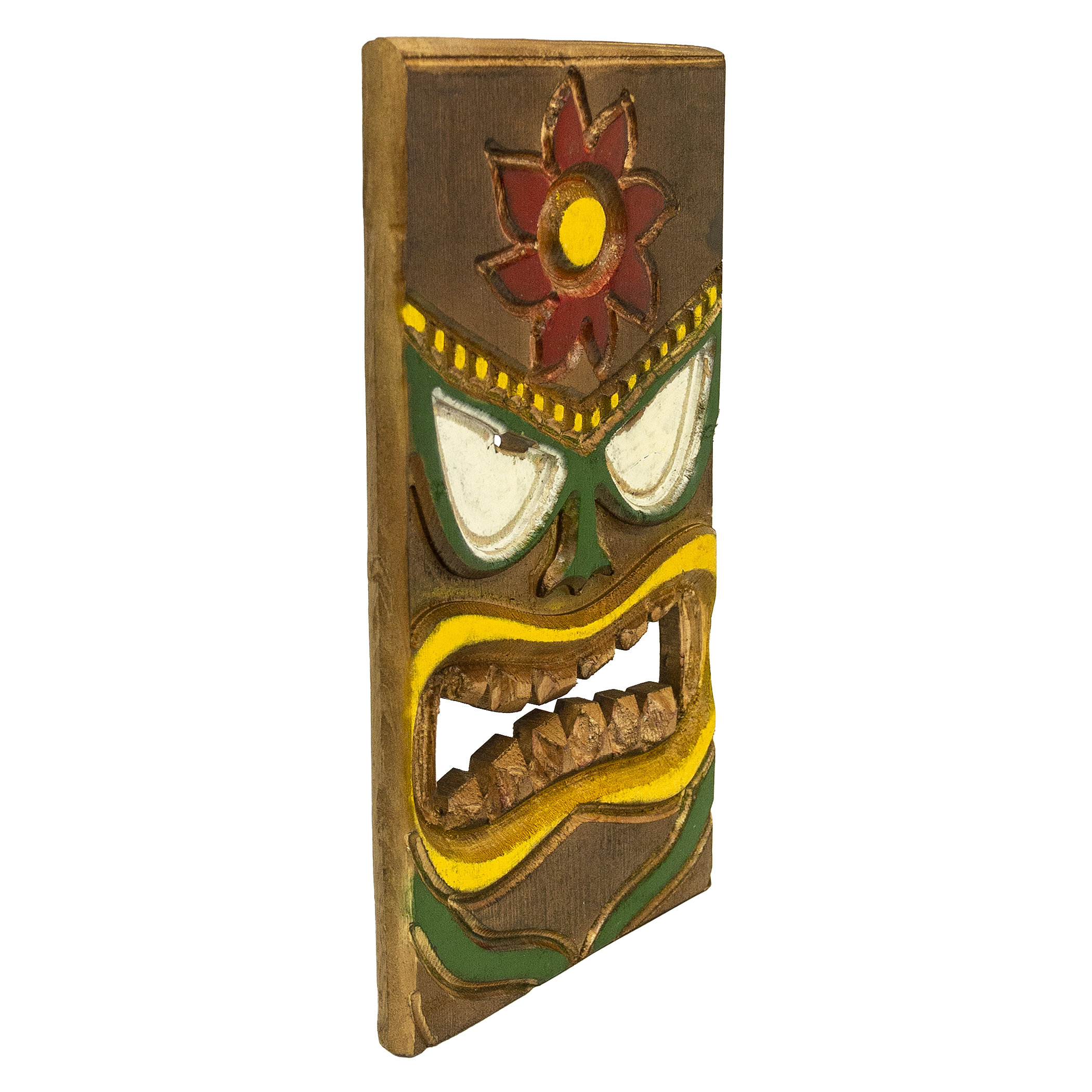 Bay Isle Home Wooden Tiki Mask Flower Wall Décor | Wayfair