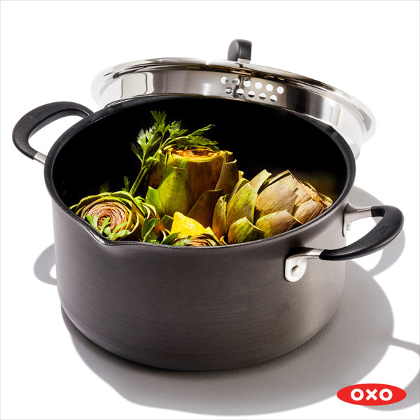 OXO 6 qt. Non-Stick Hard-Anodized Aluminum Stock Pot with Lid & Reviews ...