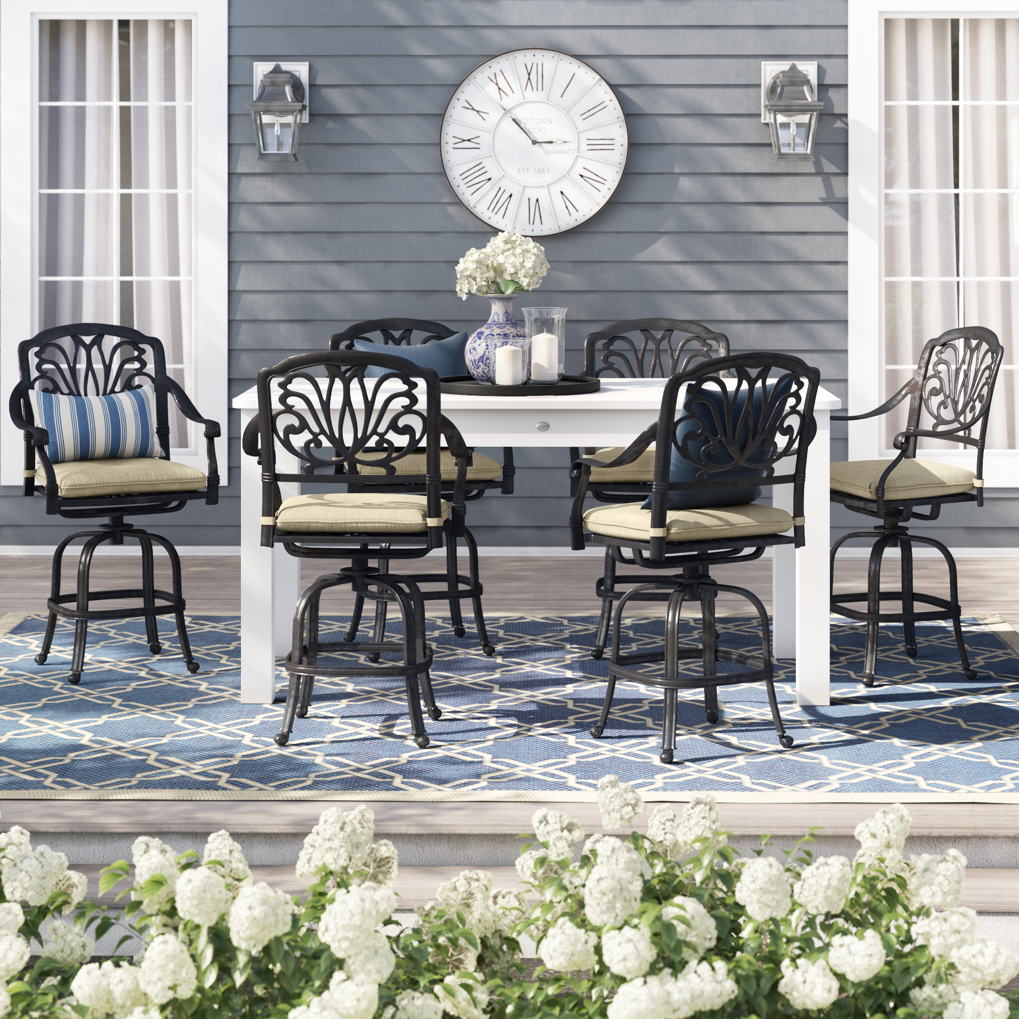 Three Posts™ Lebanon 26" Patio Bar Stool with Cushion | Wayfair