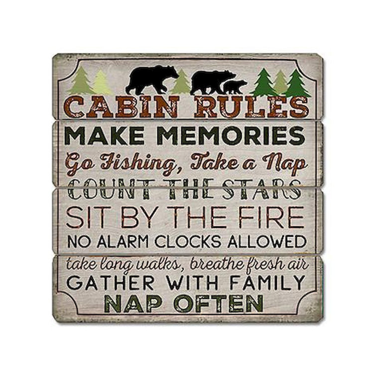 Millwood Pines Cabin Rules Wooden Sign Wall Décor & Reviews | Wayfair