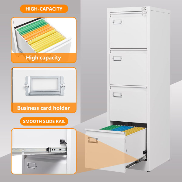 Latitude Run® 4-Drawer Vertical Filing Cabinet & Reviews | Wayfair
