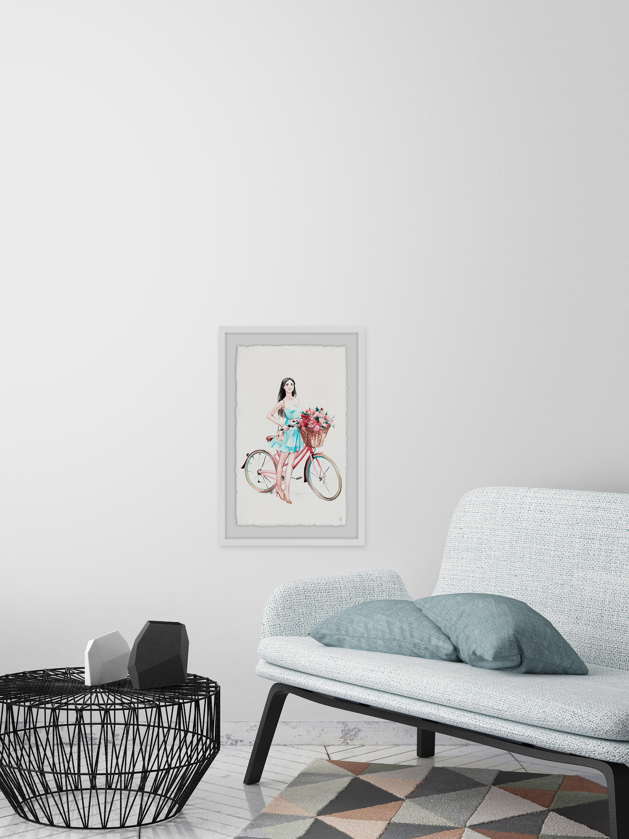 Wrought Studio Bicycle Girl - Picture Frame Painting | Wayfair