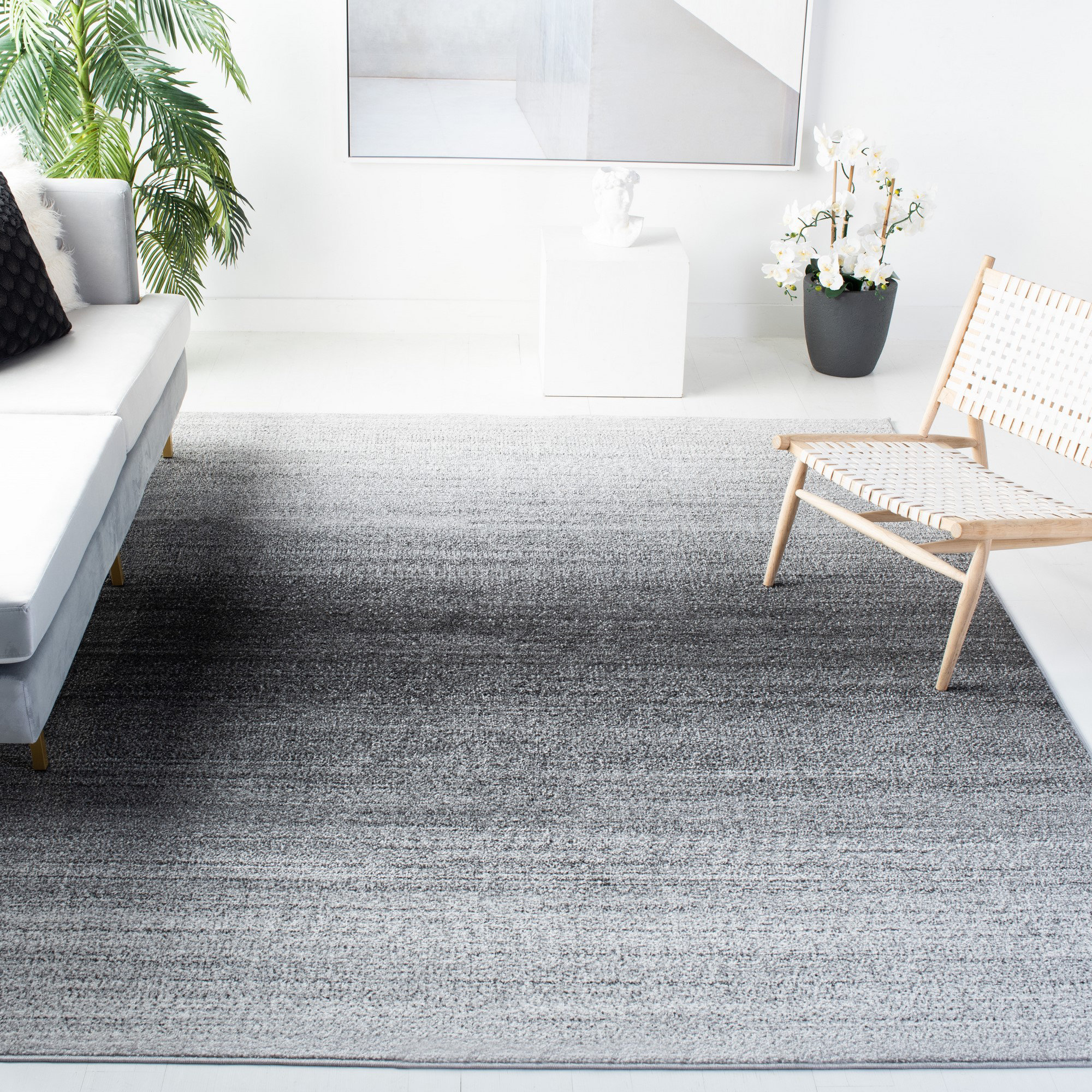 Ebern Designs Alayia Performance Grey / Dark Grey Rug & Reviews | Wayfair