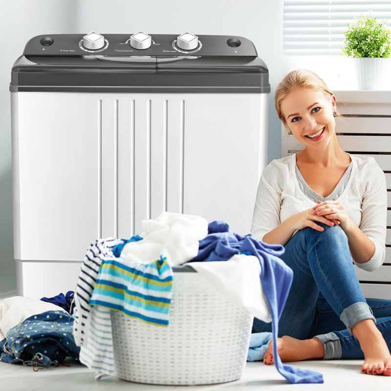 Costway High Efficiency Portable Washer & Dryer Combo in White And Gray ...