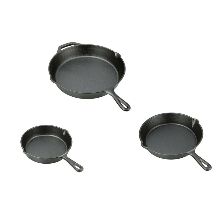 Lexi Home 3 Piece Cast Iron Frying Pan Set & Reviews | Wayfair