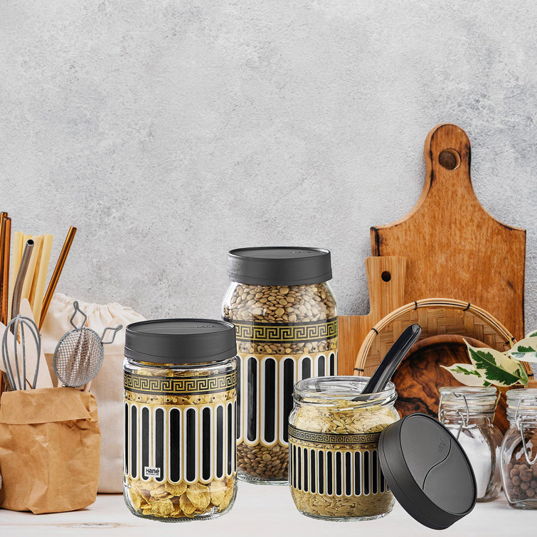Hané Glass 3 Piece Storage Jar Set | Wayfair.co.uk
