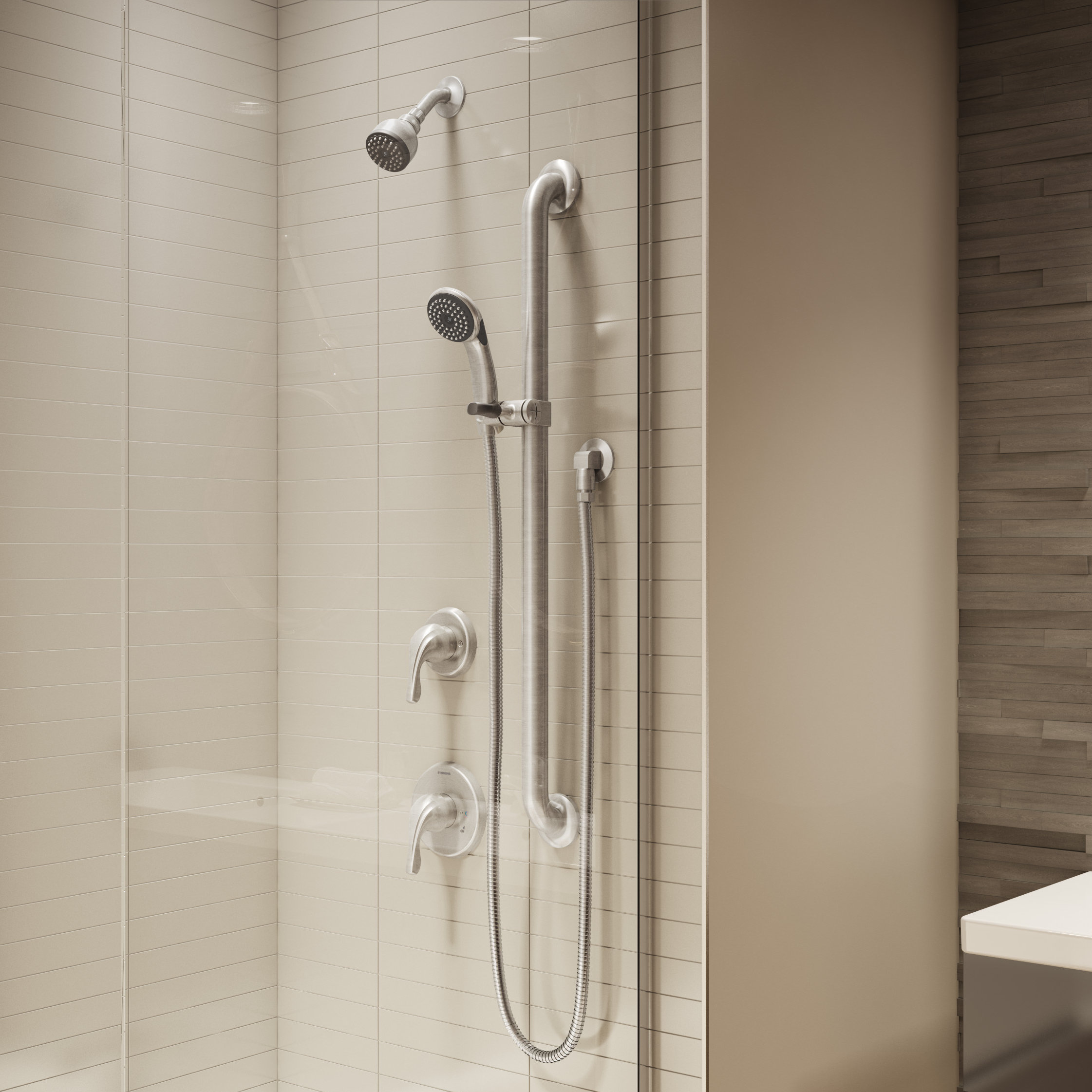Symmons Origins 2-Handle Wall-Mounted Shower Trim Kit with Hand Shower ...