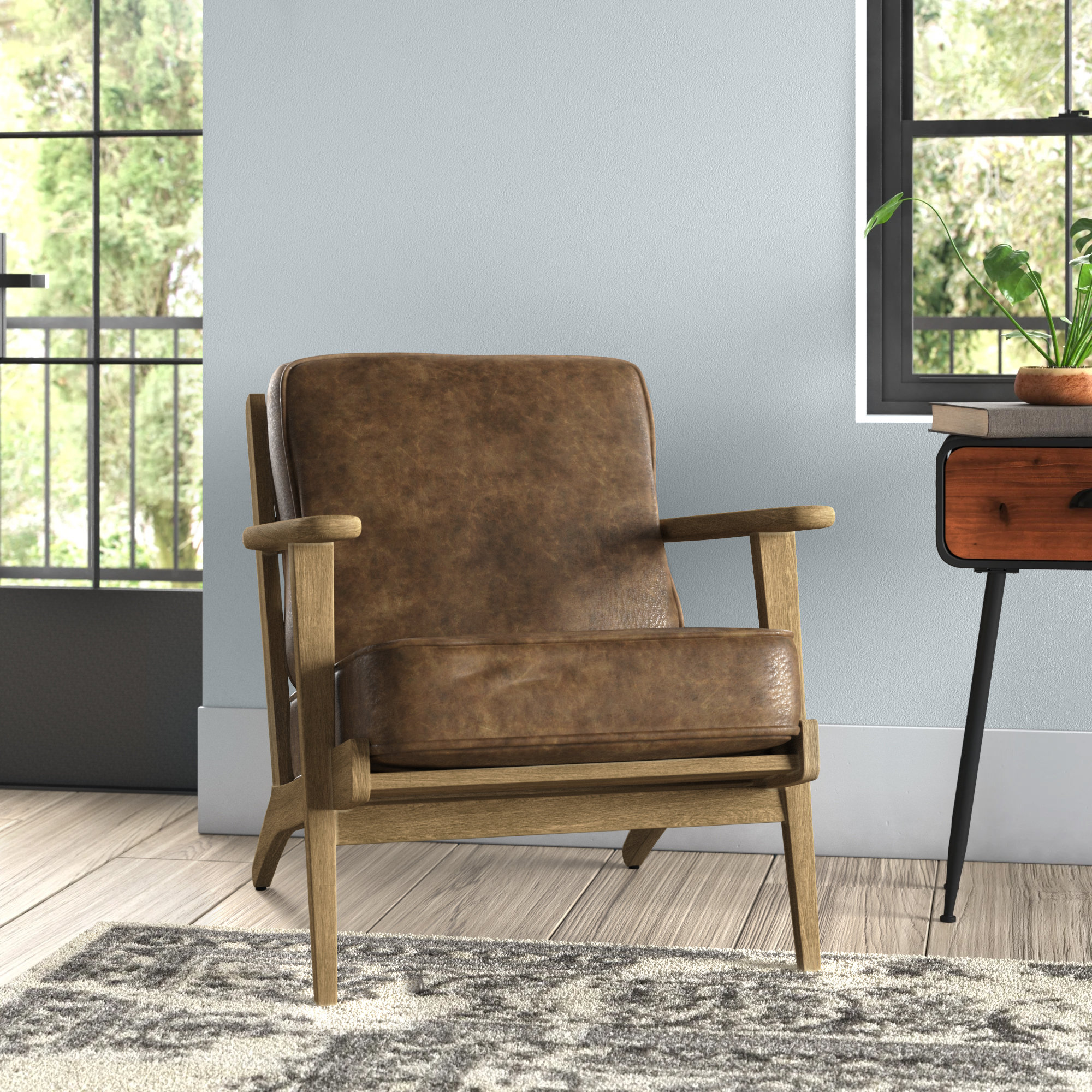 17 Stories Momea Vegan Leather Armchair & Reviews | Wayfair