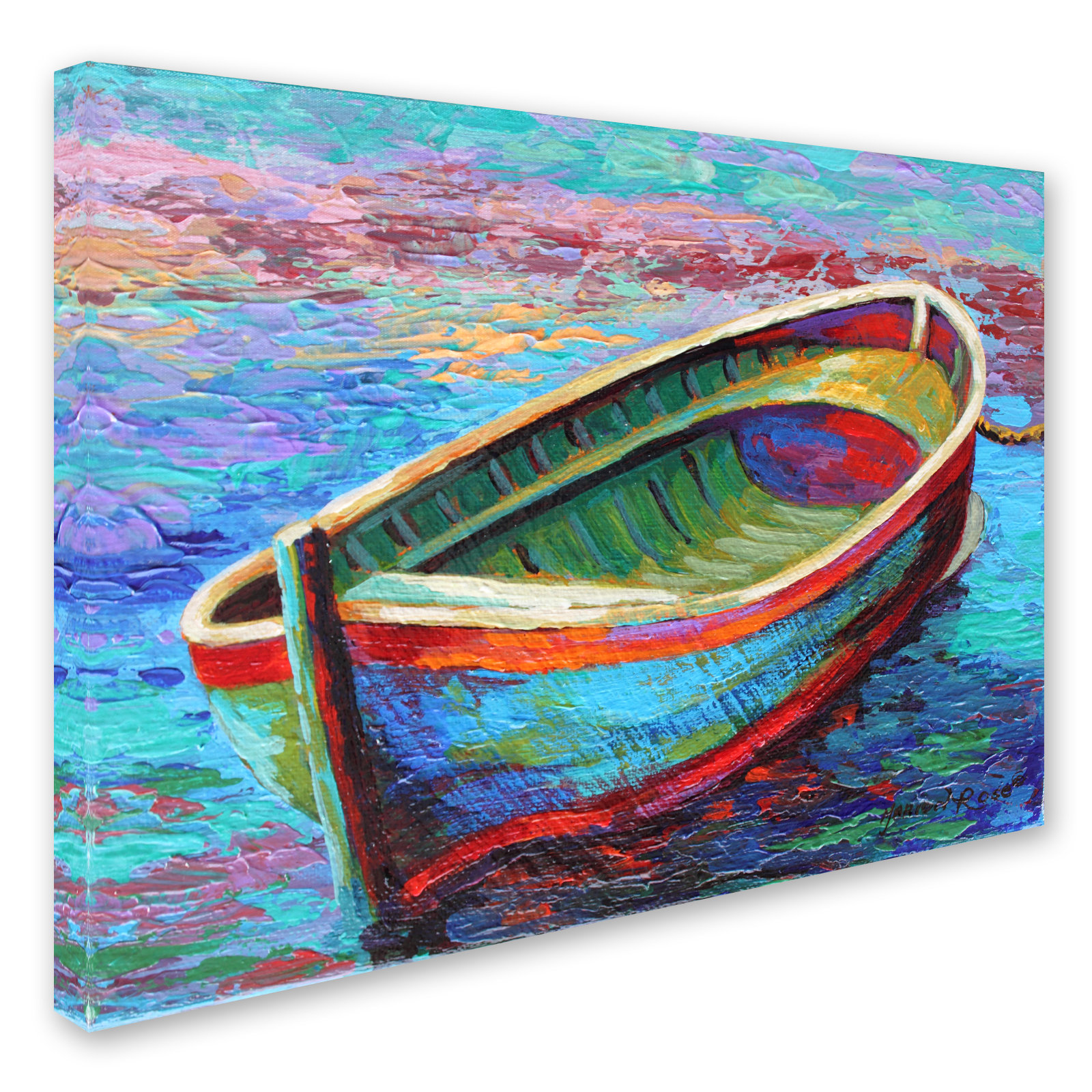 Trademark Art Marion Rose Riviera Boat II by Marion Rose - Painting on ...
